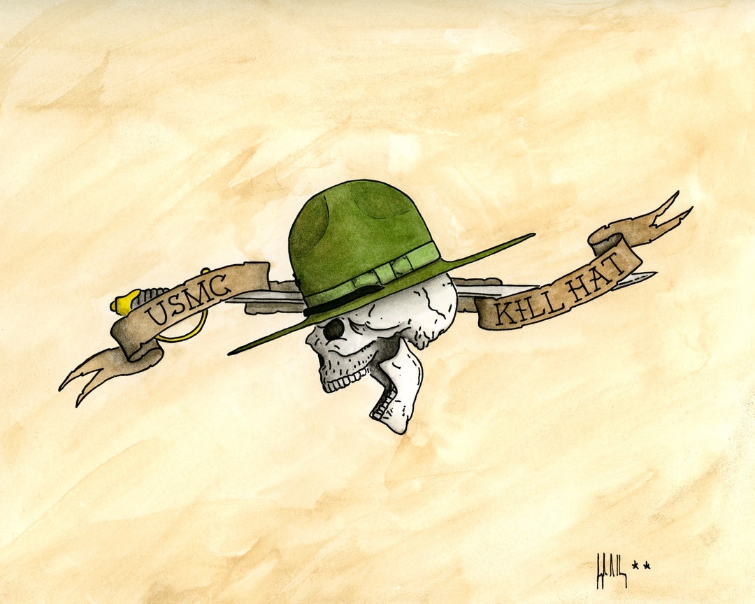 USMC Kill Hat Print, Military, Marines, Drill Instructors, Boot Camp ...