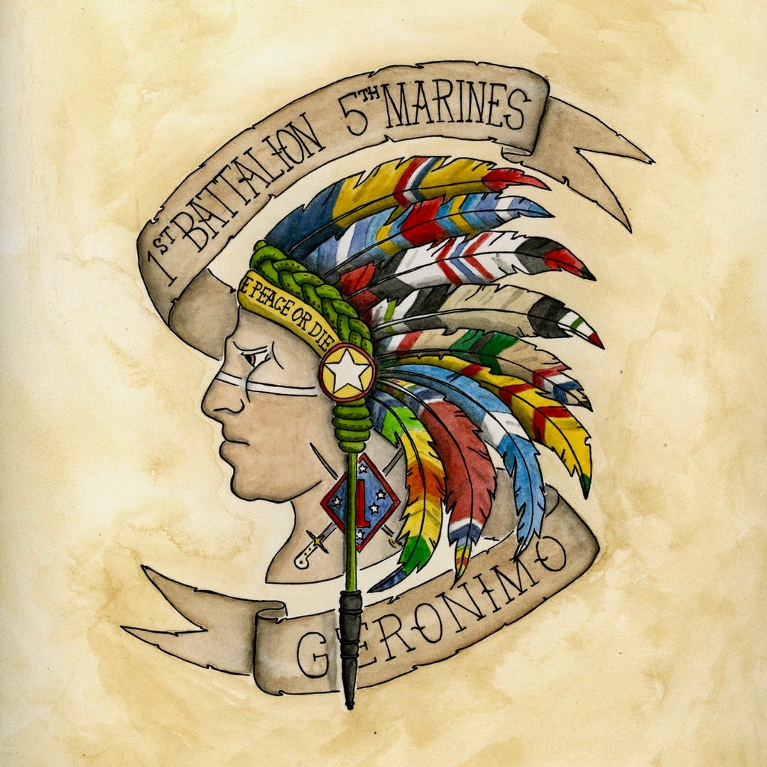1st Battalion 5th Marines Geronimo Print, Military, Marines, Sailors ...