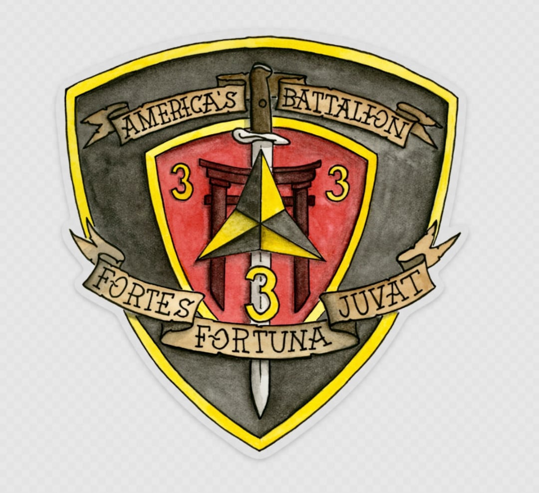 3rd Battalion 3rd Marines Clear Sticker, 3rd MARDIV, Infantry, Fortuna ...