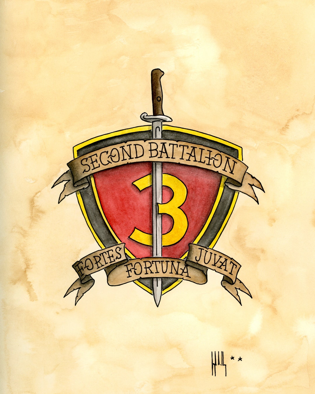 2nd Battalion 3rd Marines Print, 3rd MARDIV, Infantry, Fortuna Fortes ...