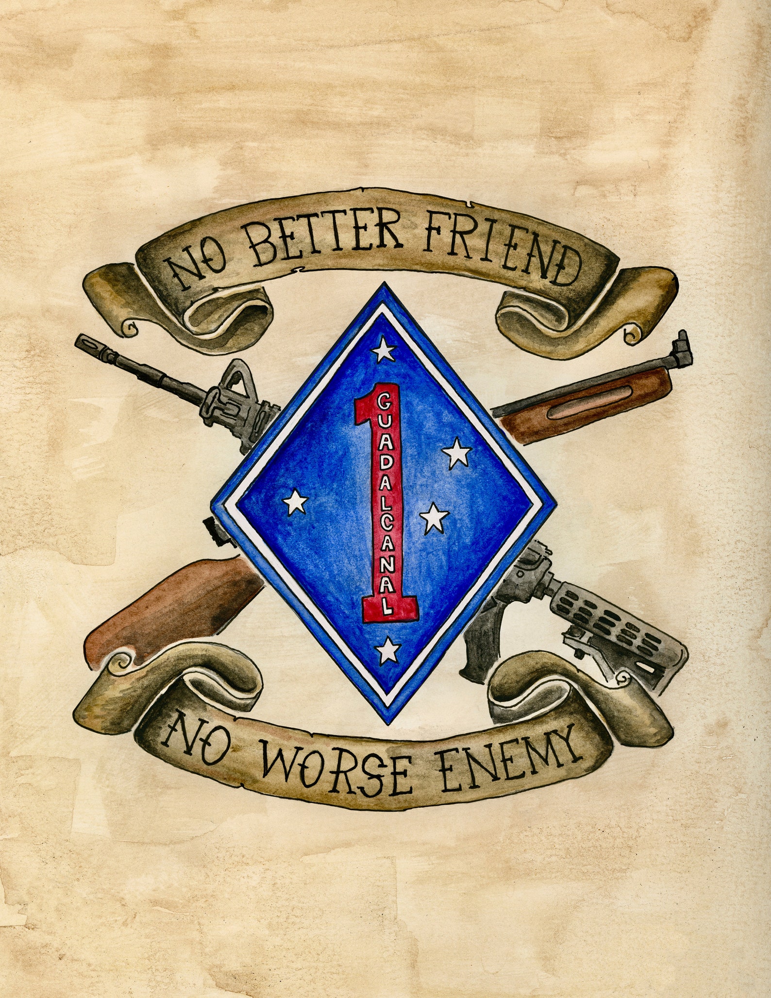 1st Marine Division No Better Friend, No Worse Enemy Print, Military ...