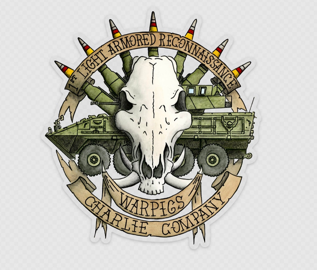 1st LAR Clear Sticker, Military, Marines, War Pigs, Charlie Company ...