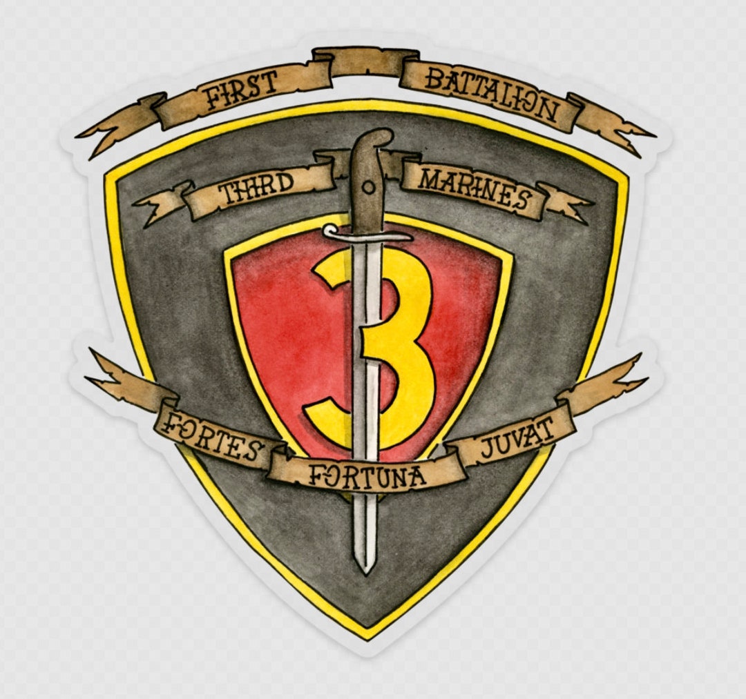1st Battalion 3rd Marines Clear Sticker, 3rd MARDIV, Infantry, Fortuna ...