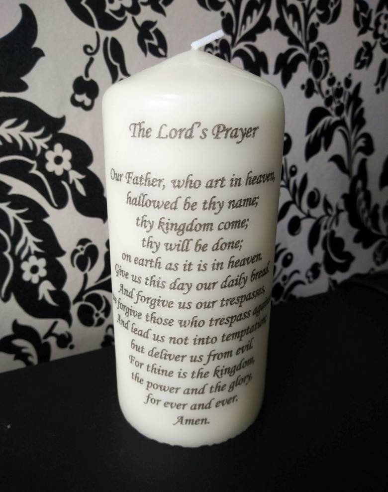 The Lord's Prayer Inspired Pillar Candle - Bible, Religious, Scripture ...