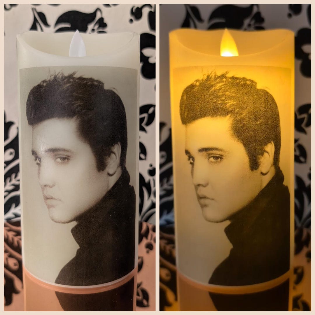 Picture LED Pillar Candle - Elvis. Christmas, Birthday, Thank You ...