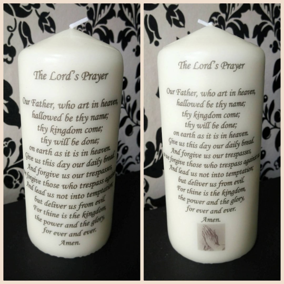 The Lord's Prayer Inspired Pillar Candle - Bible, Religious, Scripture ...