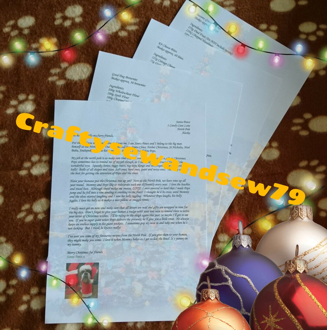 Santa Paws Letter for DOGS - Letter From Santa - Includes Recipes ...