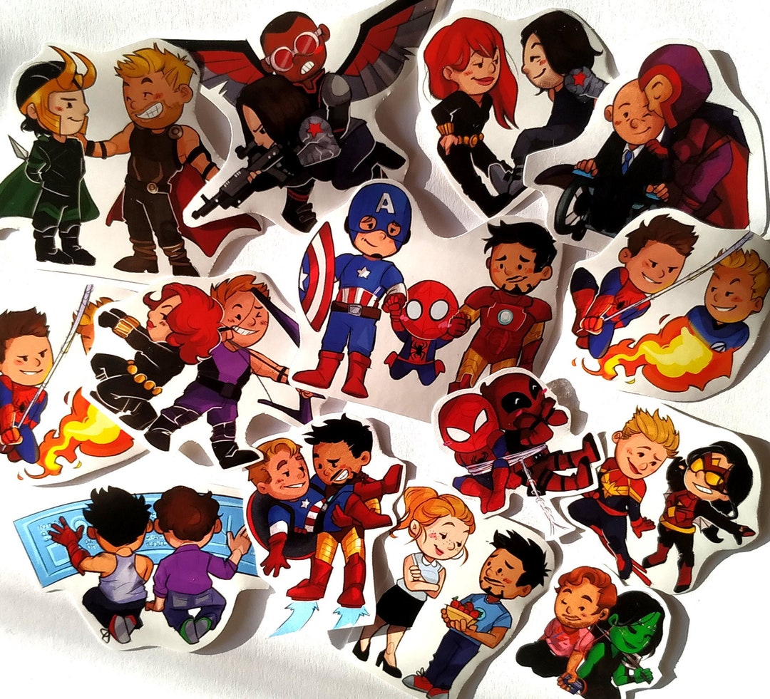 Superhero Ships and Buddies Stickers | Stony, Spideypool, Cherik ...