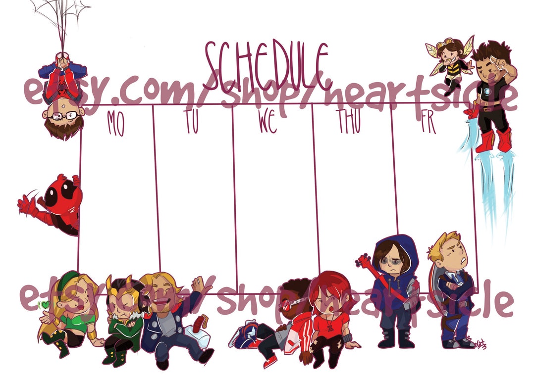 Avac Avengers Schedule Sheet [DIGITAL] - Etsy