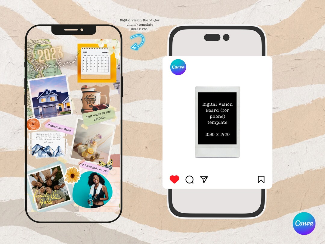 2023 Digital Vision Board Template for Phone Screensaver, Digital ...
