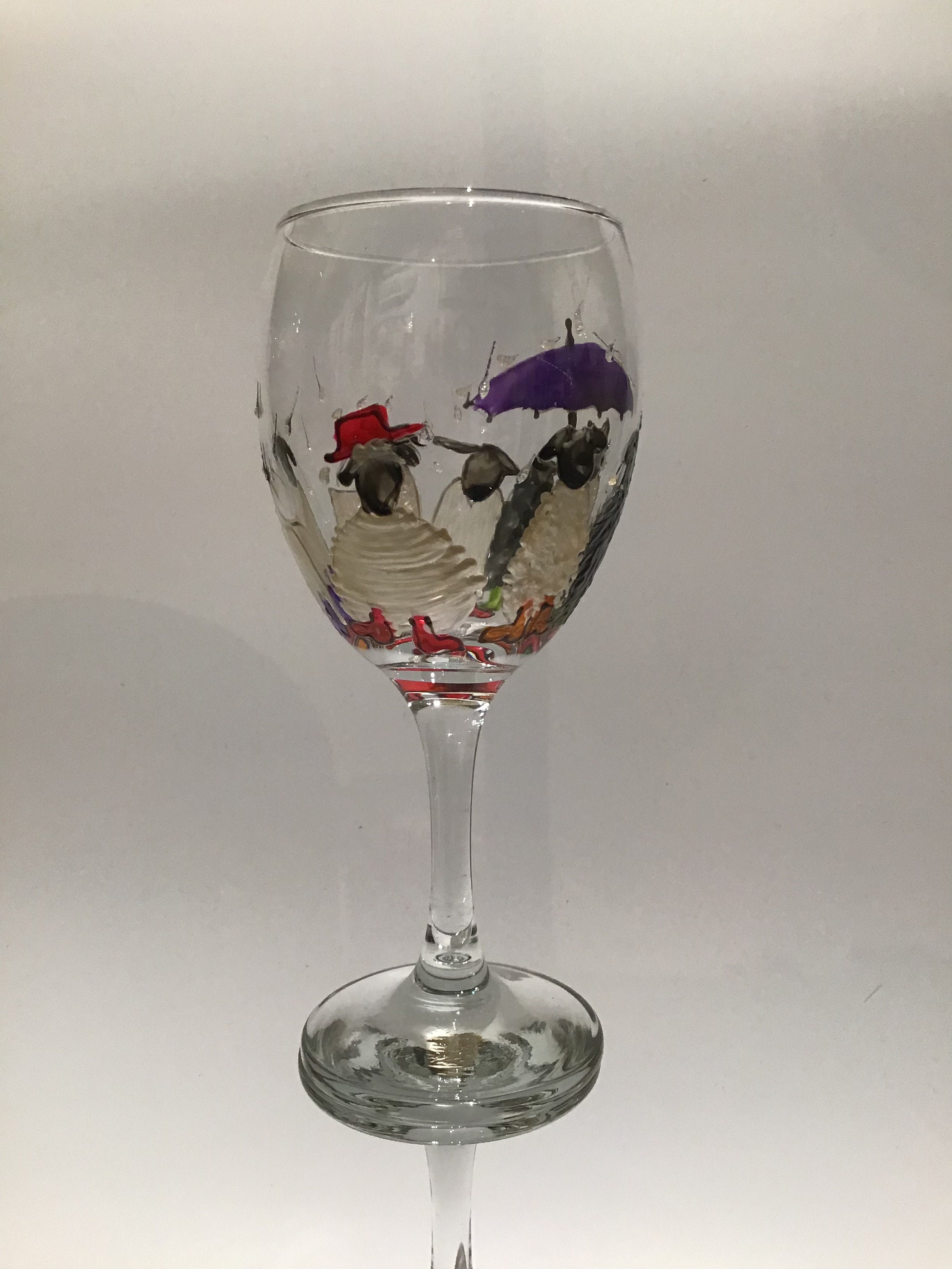 Sheep With Wellies Hand Painted Wine Glass - Etsy