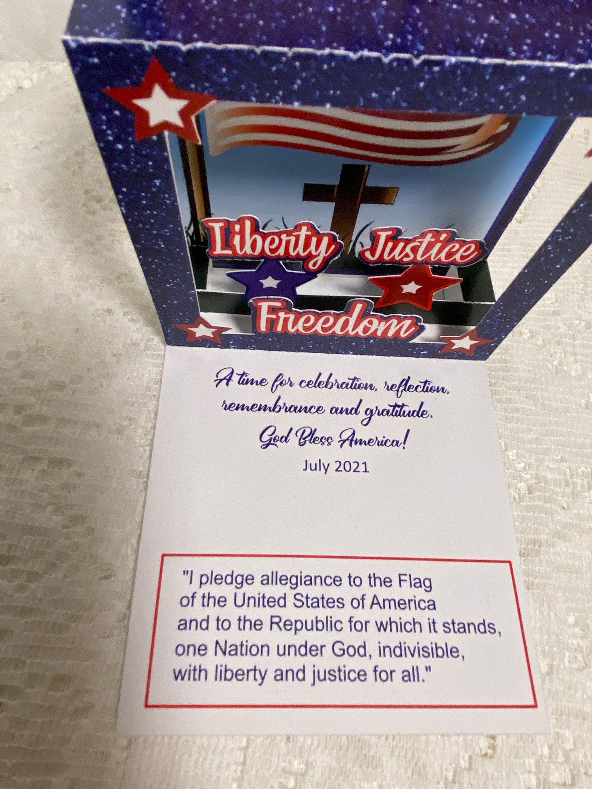 Patriotic Card Featuring Pledge of Allegiance for Freedom, Liberty ...