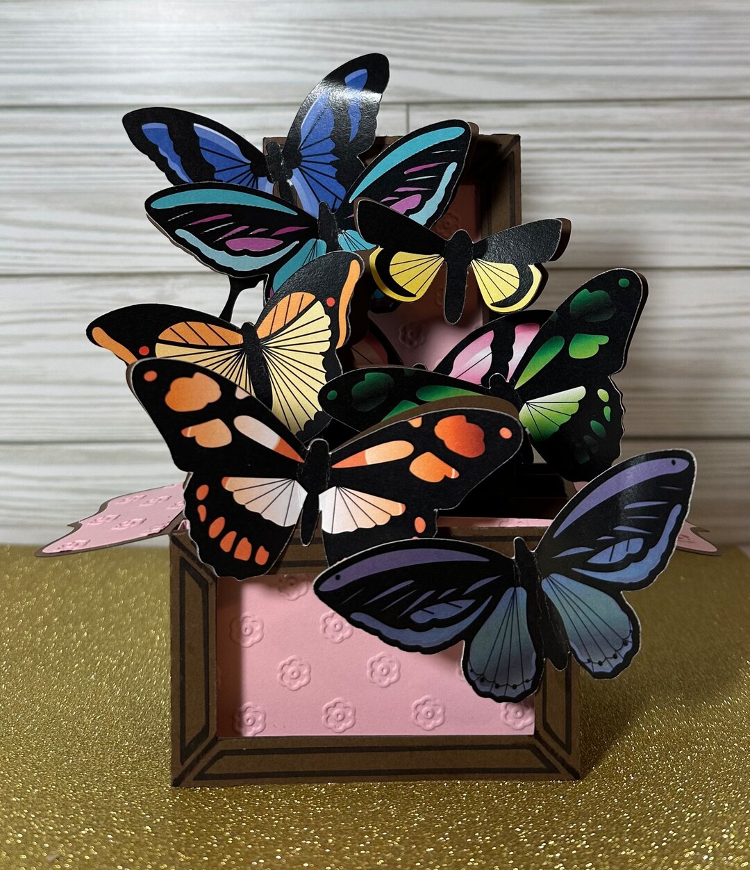 PINK Butterfly Box Card, Hand-crafted With Love - Etsy