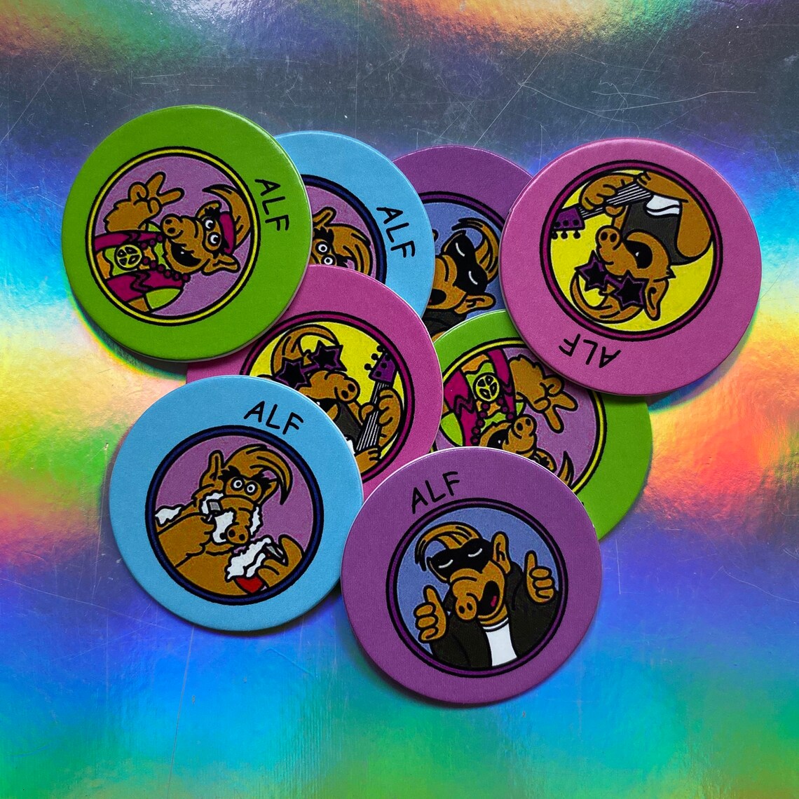 Alf Pog Set & Steve Allen Inventor of Pogs Bart Simpsons - Etsy
