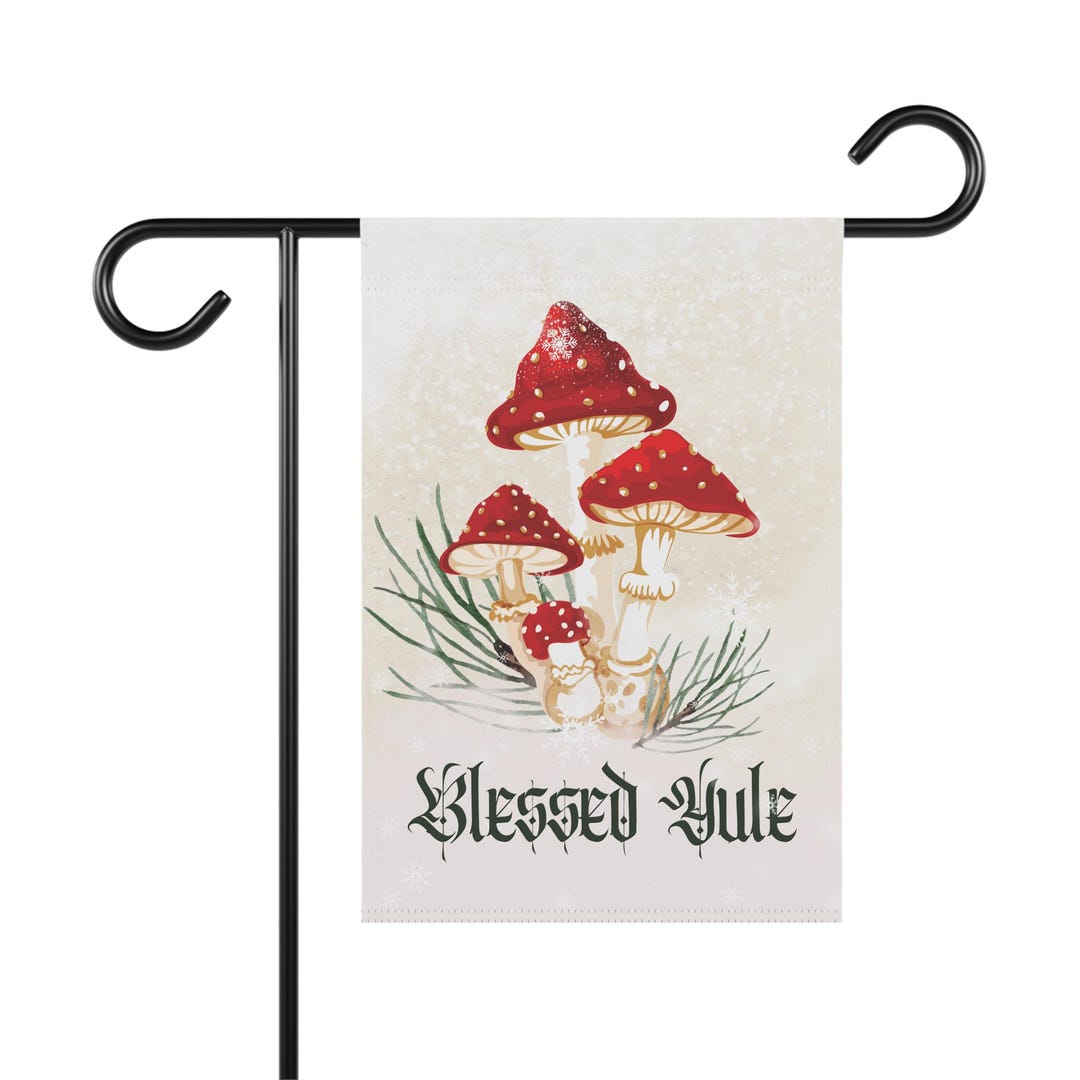 Blessed Yule Garden Banner, Mushroom Holiday Decor - Etsy