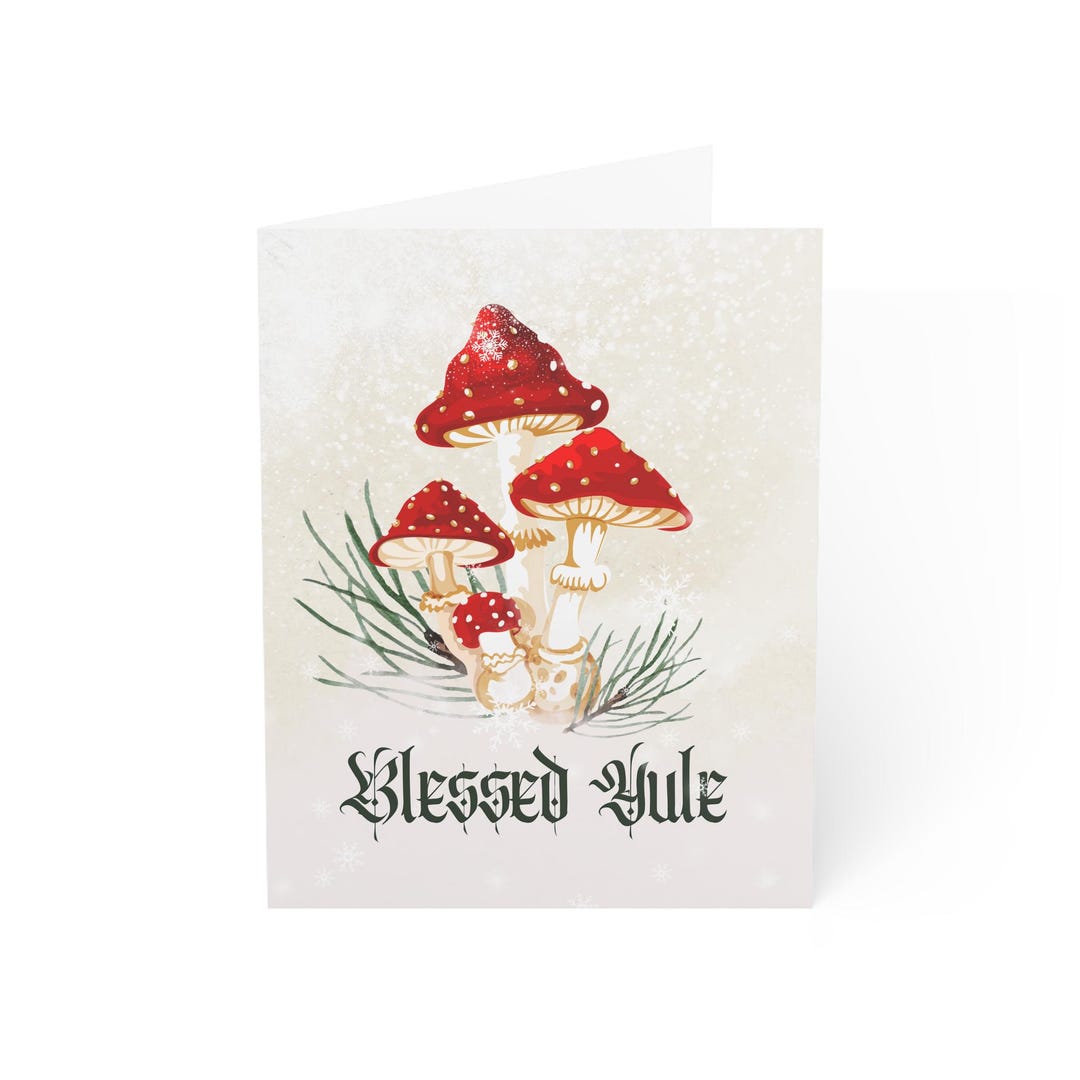 Whimsical Mushroom Yule Greeting Cards | Festive Holiday Cheer - Etsy