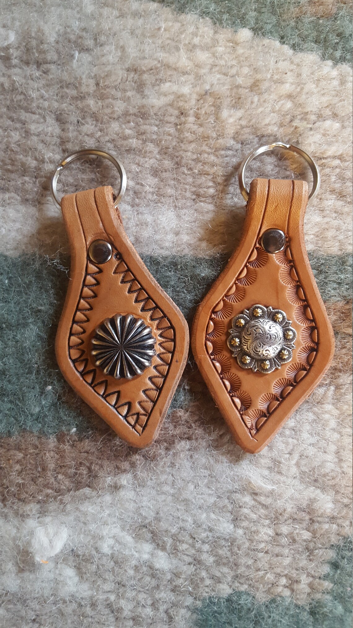Leather Concho Keychains - Etsy
