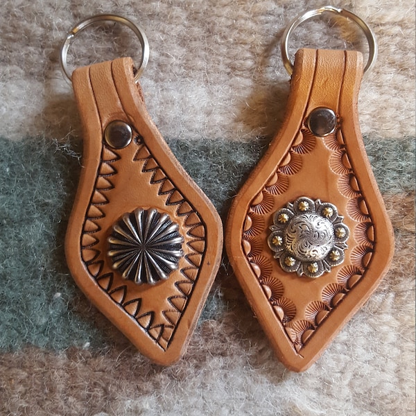 Leather Concho Keychain - Etsy