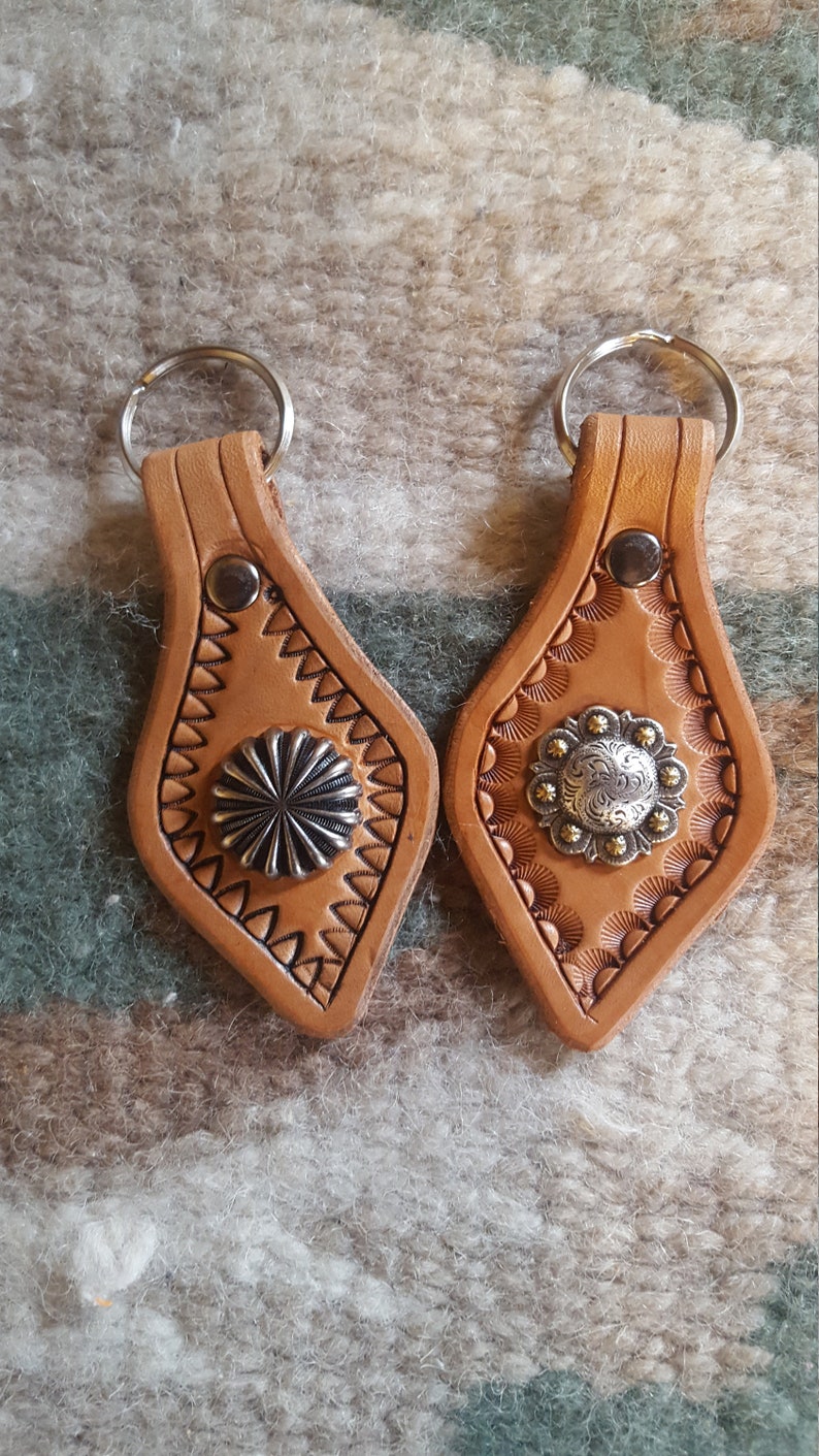 Leather Concho Keychains - Etsy