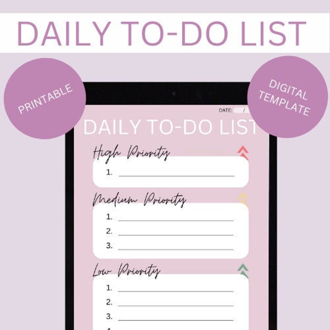 Daily To do List Digital Template Priority List 1 3 5 List Etsy