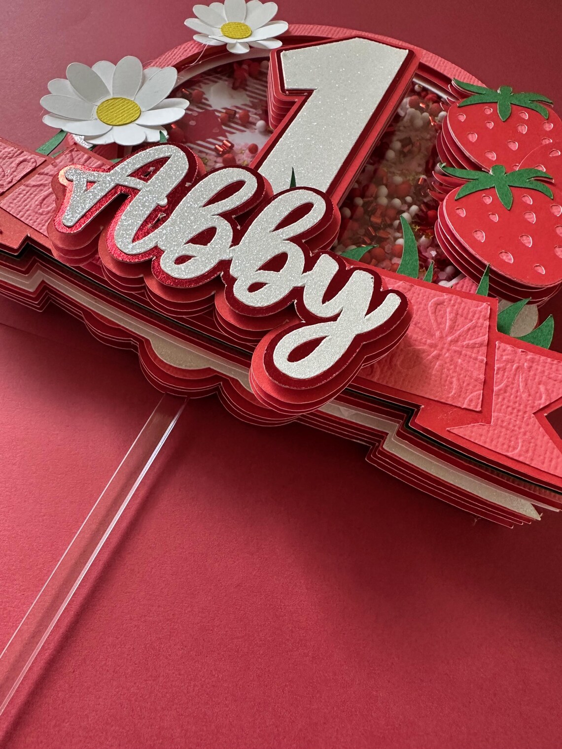 Berry 1st Birthday 3D Layered Cake Topper Strawberry Cake Topper Shaker ...