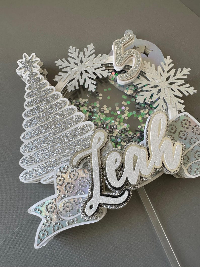 Winter Wonderland 3D Shaker Cake Topper Snowflake Cake Topper Glitter ...