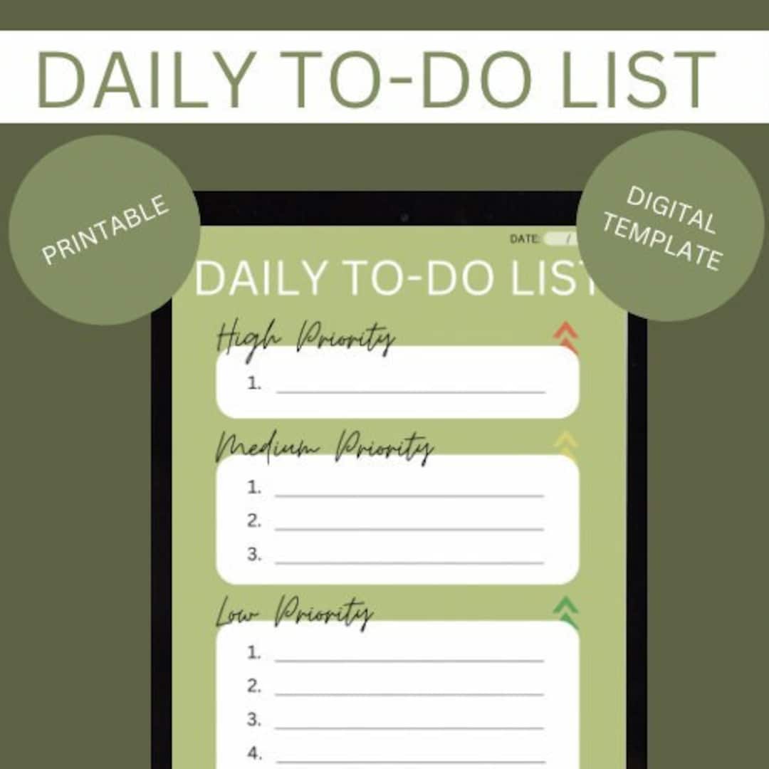Daily To do List Digital Template Priority List 1 3 5 List Etsy