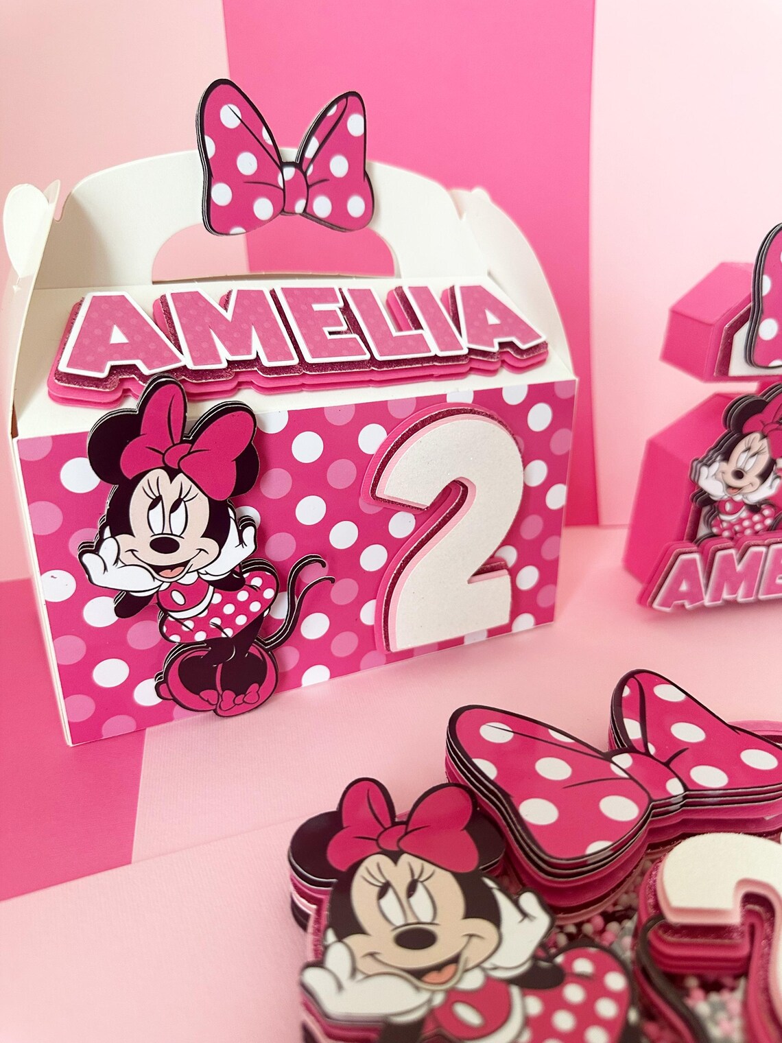 Minnie Mouse Custom Gable Favor Boxes | Personalized Birthday Candy ...