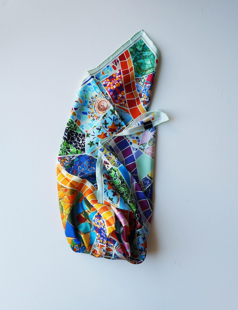 100% Silk (twill) Scarf With Original Painting "mosaic in Memory of ...