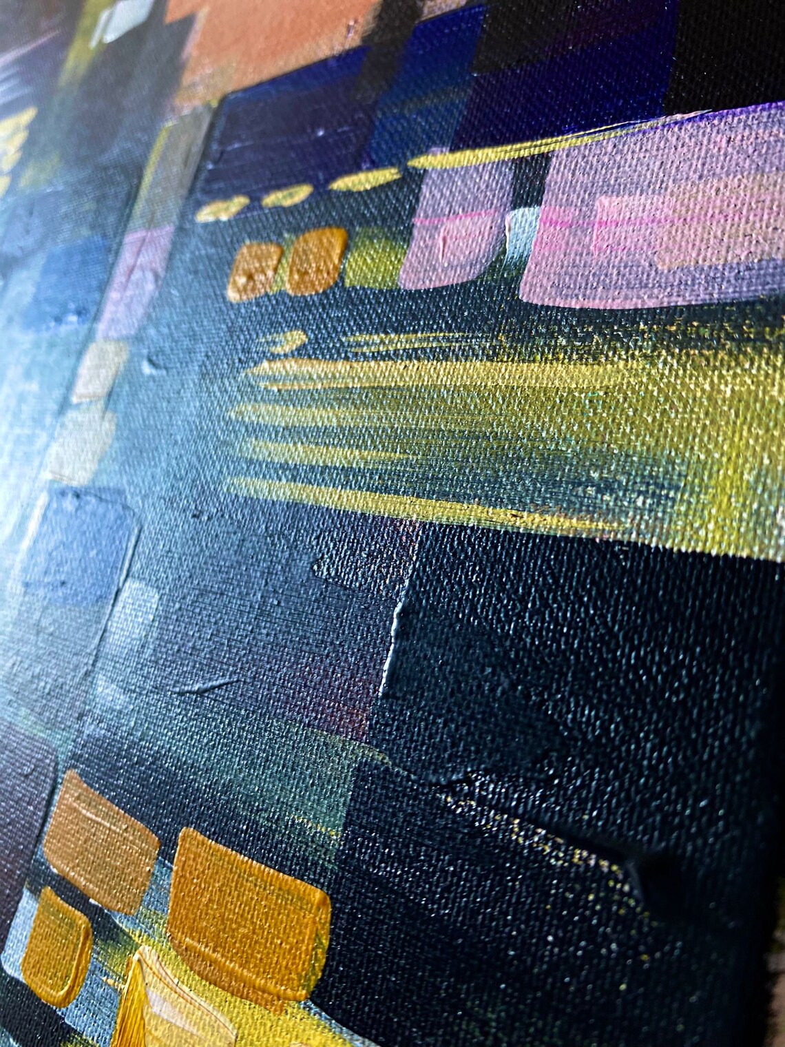 Original Painting "parallel Reality "twin Towers"" Acrylic, Canvas Wall ...