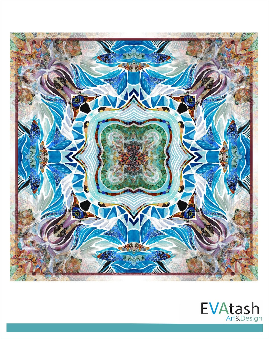 SALE 100% Silk satin Scarf With Original Painting Memory of Antoni ...