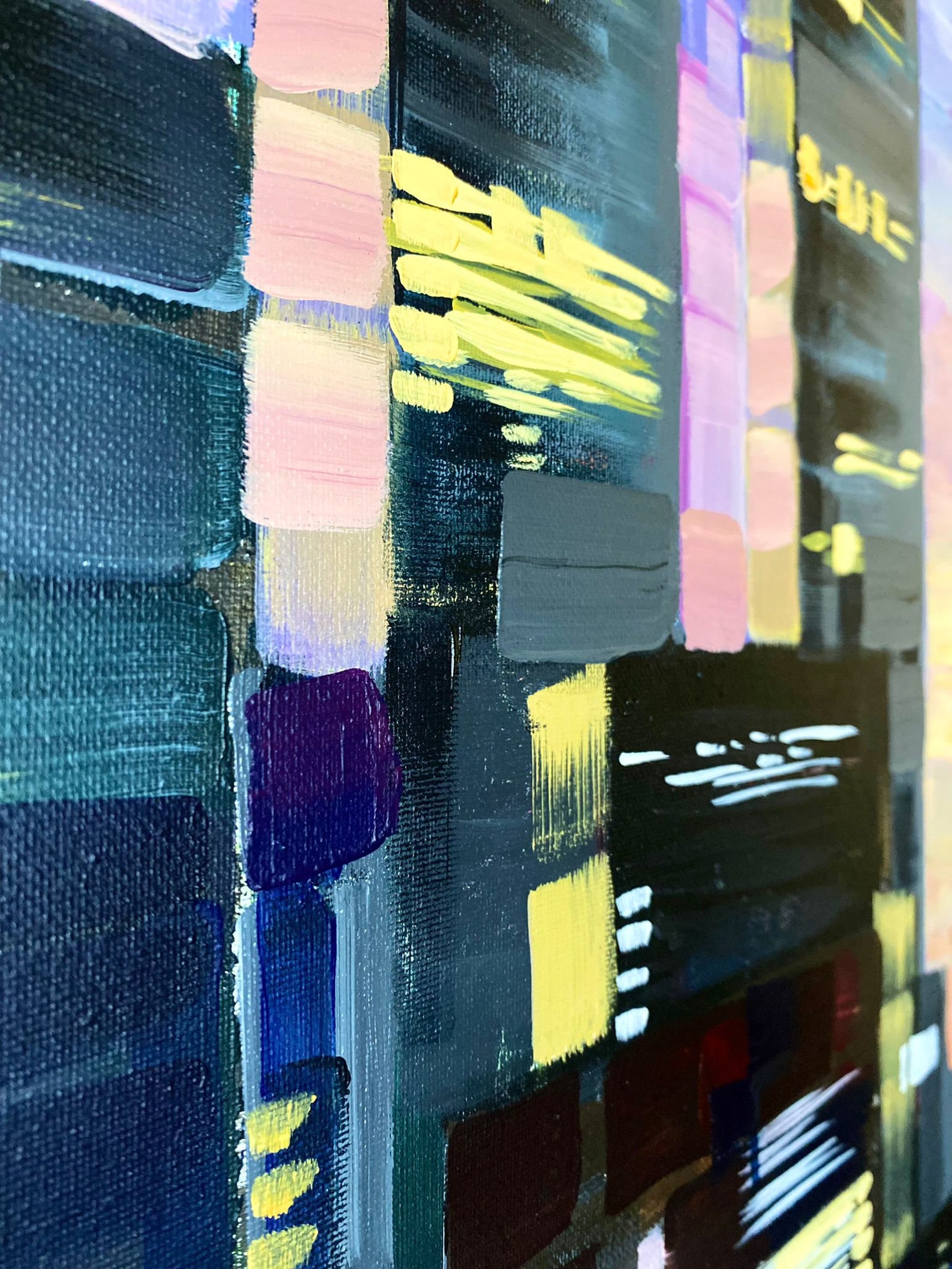 Original Painting "parallel Reality "twin Towers"" Acrylic, Canvas Wall ...