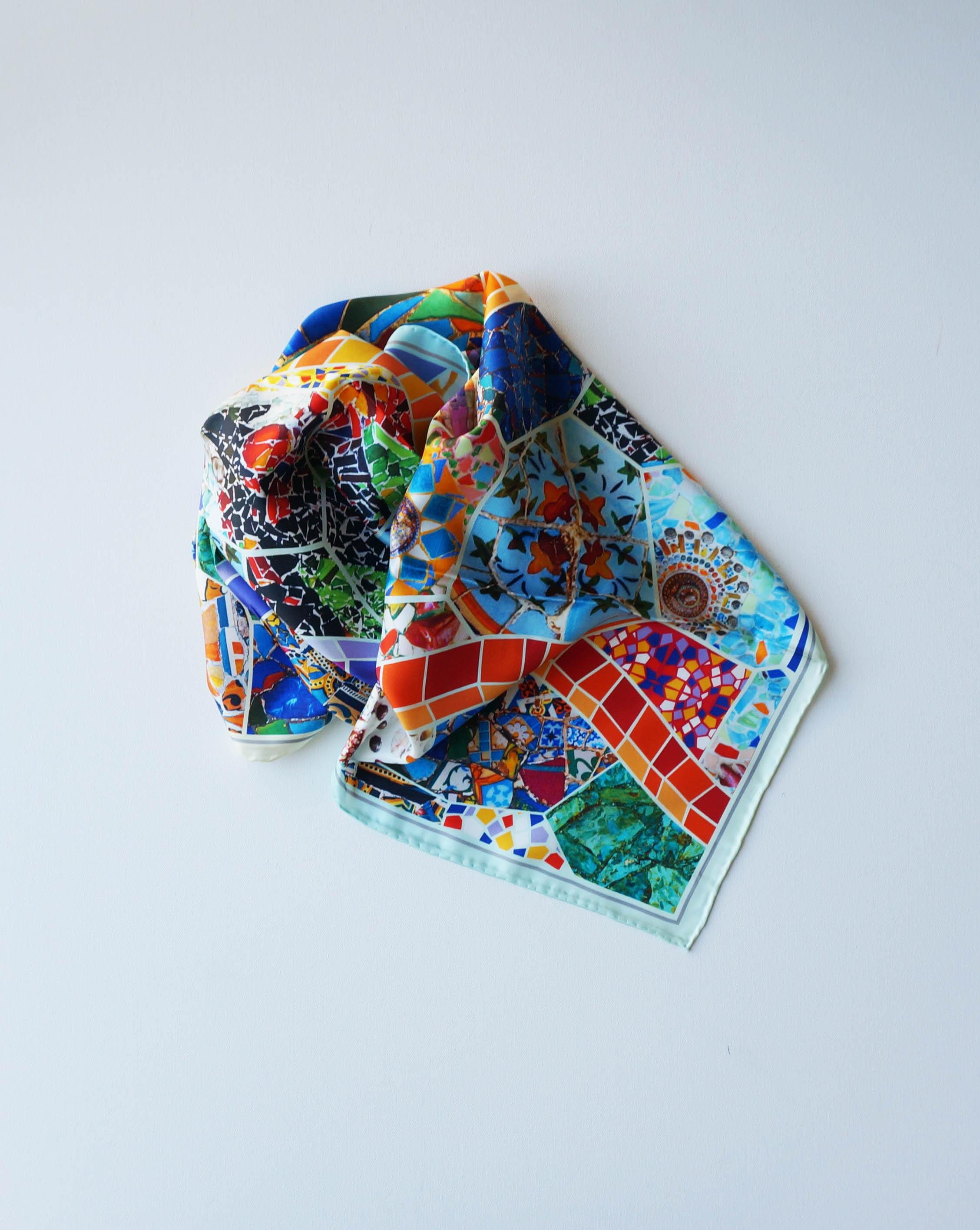 100% Silk (twill) Scarf With Original Painting "mosaic in Memory of ...