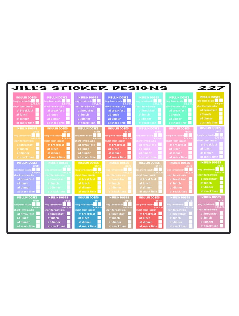 JSD#227 || Insulin Doses Planner Stickers - Diabetes Stickers ...
