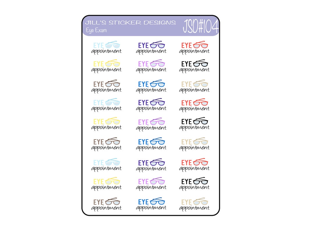 JSD#104 || Eyeglasses Stickers, Eyeglass Appointment, Glasses Stickers ...