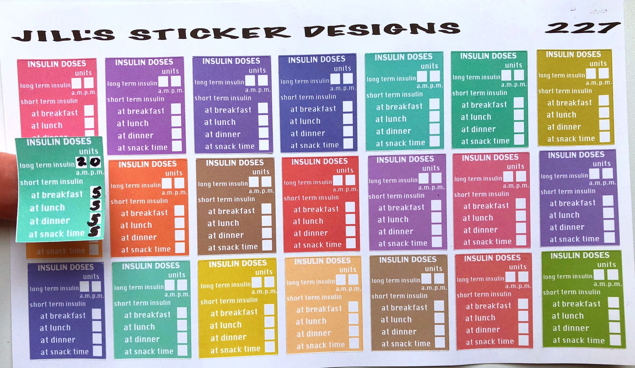 JSD#227 || Insulin Doses Planner Stickers - Diabetes Stickers ...