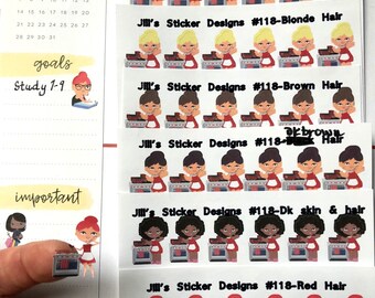 Brunette Girl Cooking Planner Stickers, Printed Stickers, Food Stickers ...