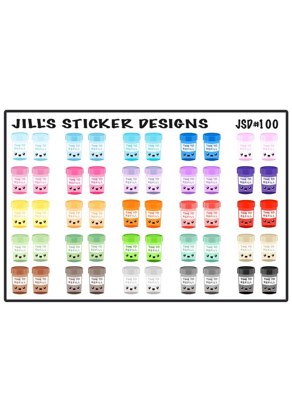 JSD100 Time to refill planner stickers Medication refill | Etsy