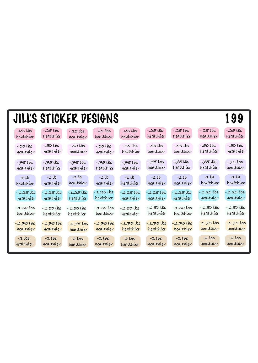 JSD#199 || Lbs Healthier Stickers - Weight Loss Stickers - Pounds Lost ...