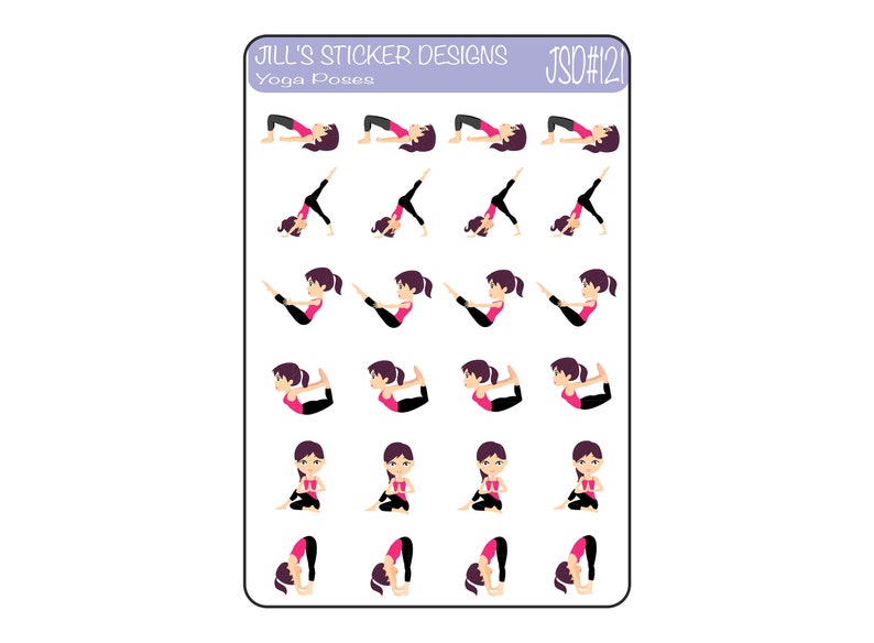 JSD121 Yoga Poses Planner Stickers Yoga Planner Stickers - Etsy