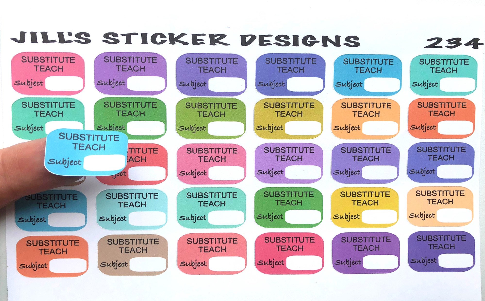 JSD234 Substitute Teach Stickers Substitute Stickers Substitute Teacher ...