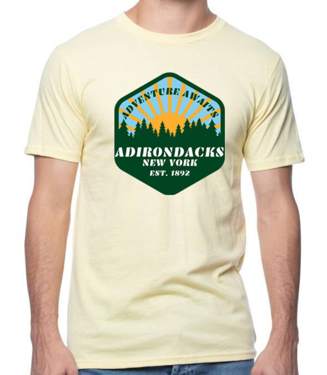 Adirondacks Adventure Awaits Organic Cotton Natural Short-sleeve Unisex ...