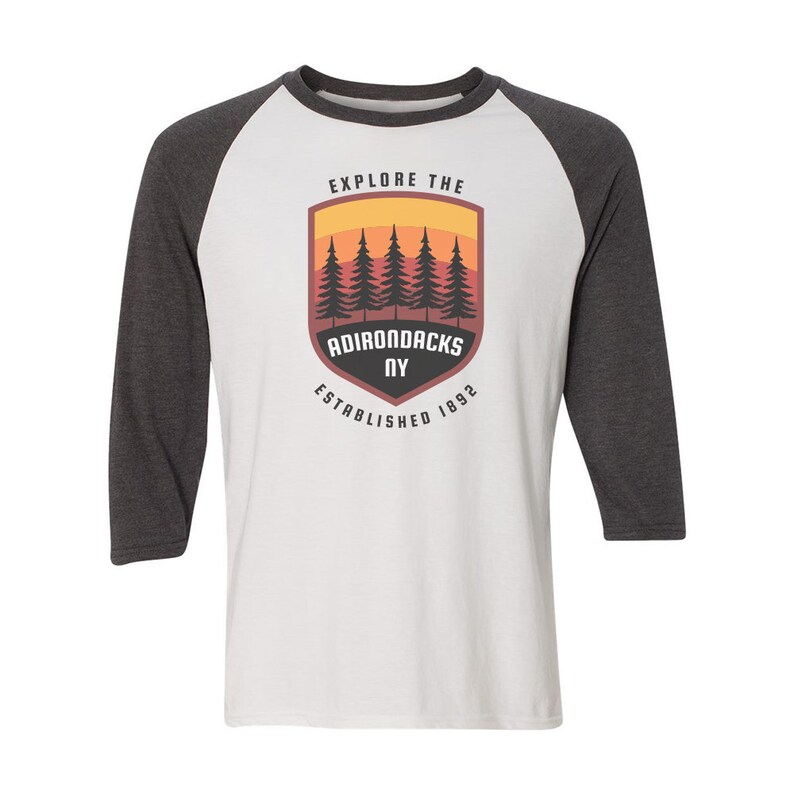 Explore the Adirondacks Logo 3/4 Sleeve Raglan Shirt Unisex T ...