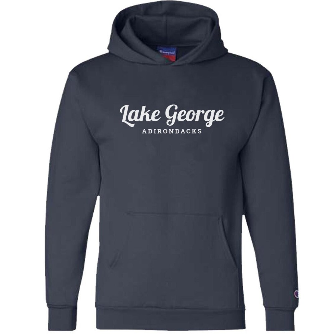 Lake George Adirondacks Script Logo Hoodie Pullover - Etsy Lake George Adirondacks Script Logo Hoodie Pullover - Etsy