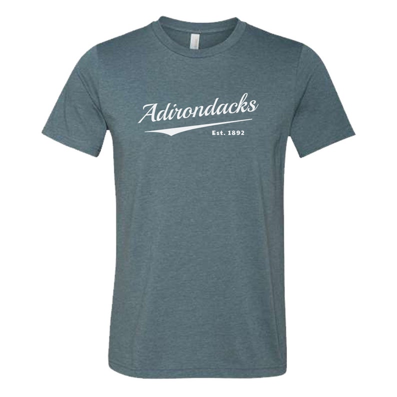 Adirondacks Classic Script Logo Print Tee Shirt Eco-friendly T-shirt ... Adirondacks Classic Script Logo Print Tee Shirt Eco-friendly T-shirt ...