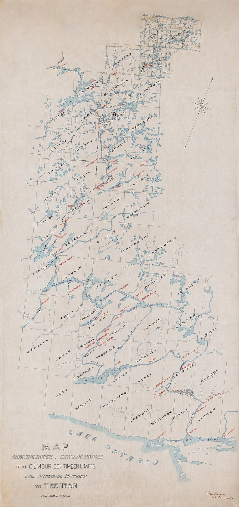 Historic Ontario Log Drive Route Map C.1894 - Etsy