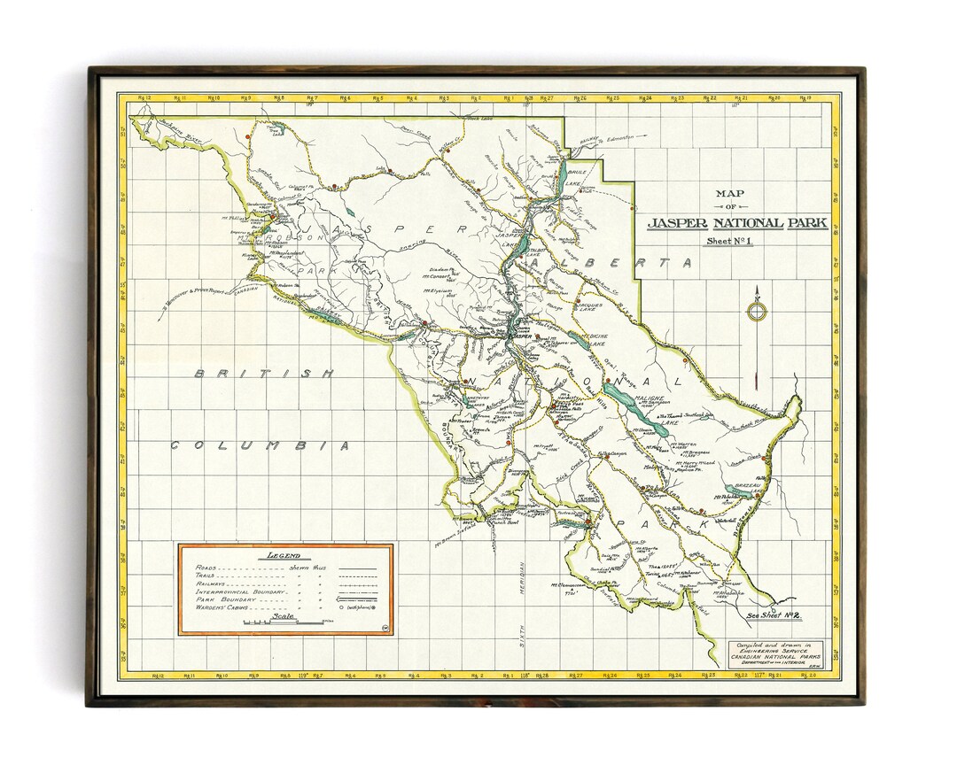 Map of Jasper National Park - Etsy
