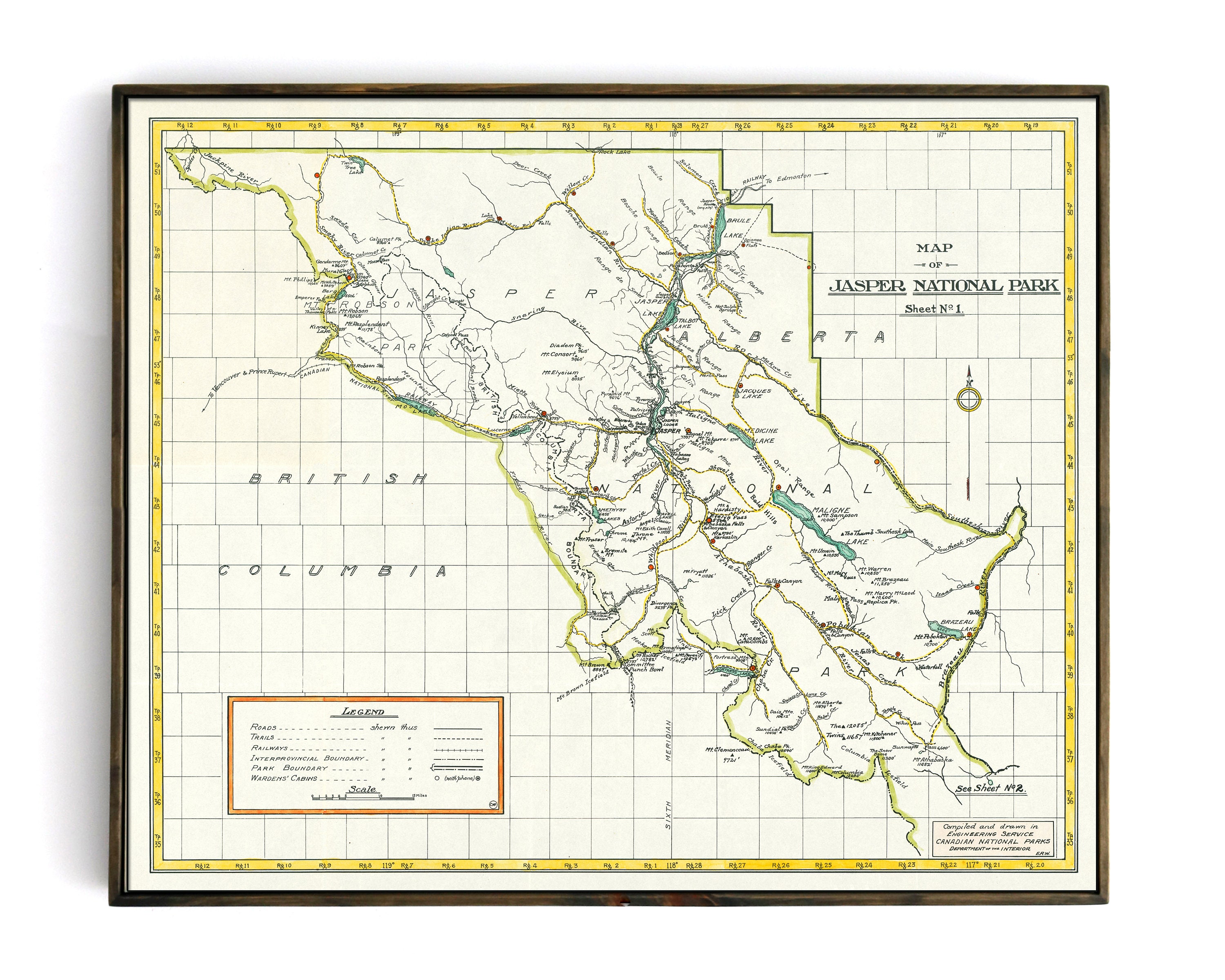 Map of Jasper National Park - Etsy
