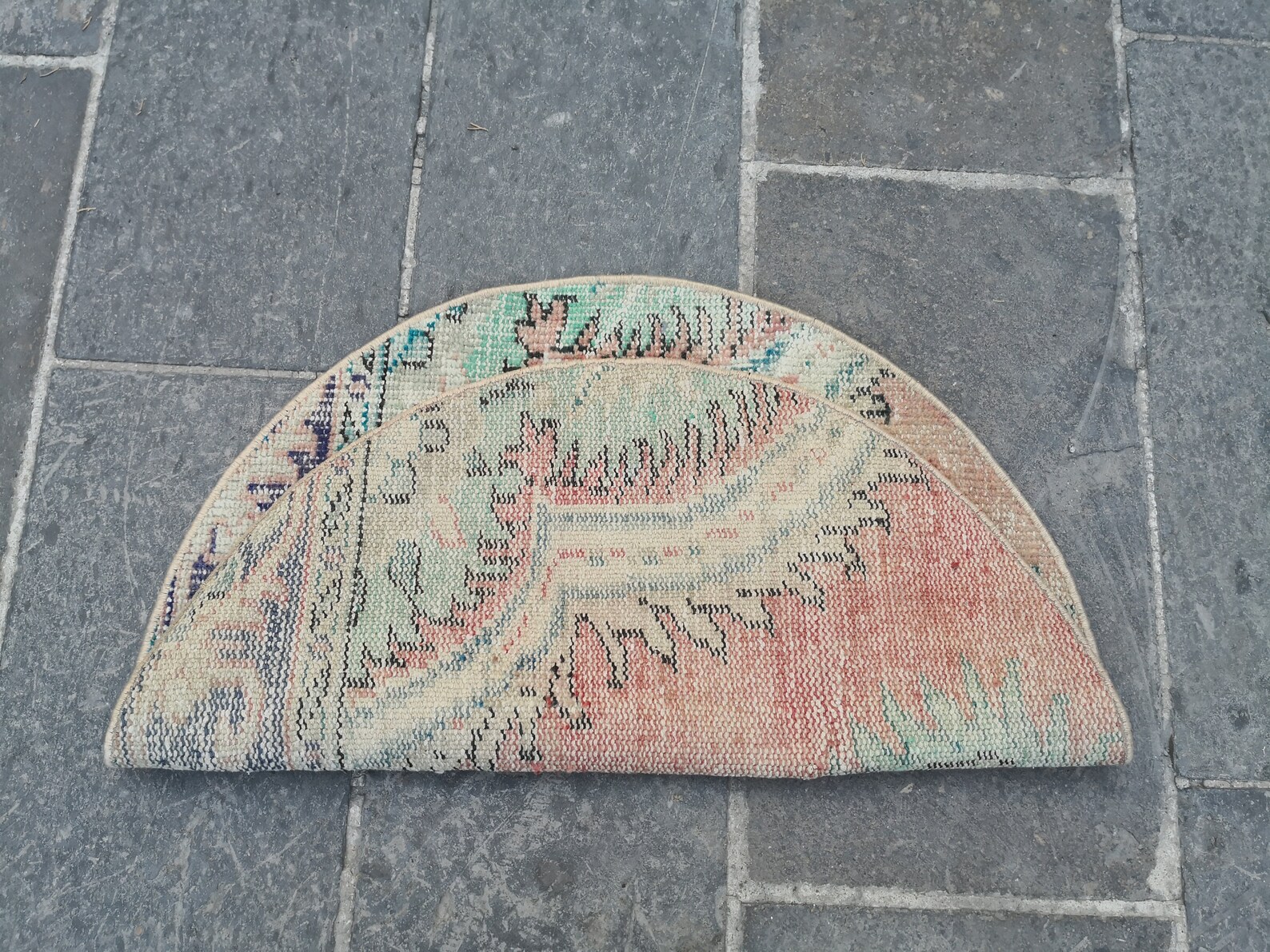 Turkish Circle Rug 32x32 İnches Vintage Handmade Rug Doormat - Etsy
