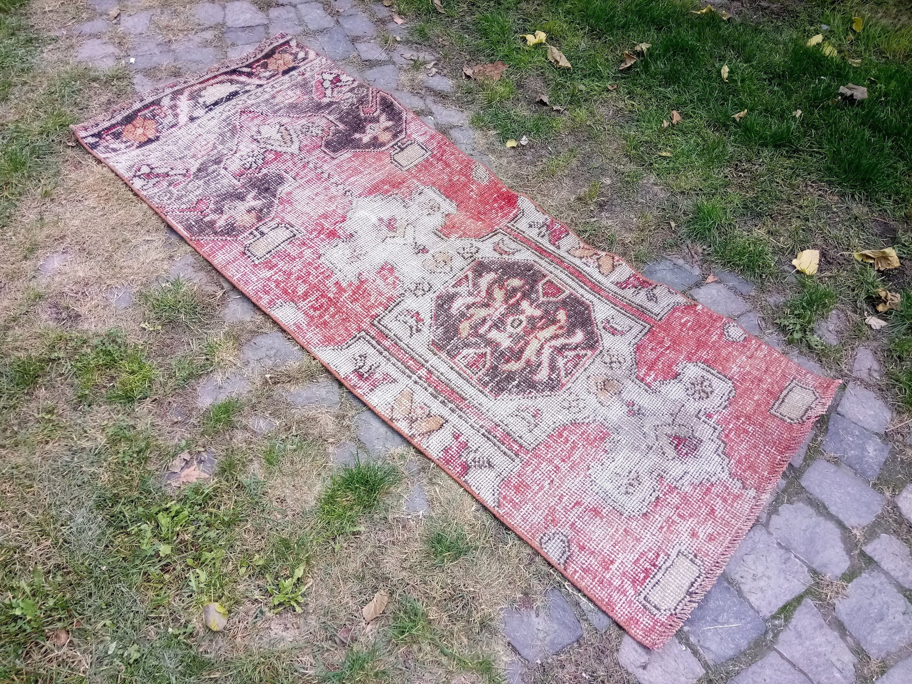 Turkish Faded Rug 27x67 Inches Slim Runner Rug Anatolian Vintage Pastel ...